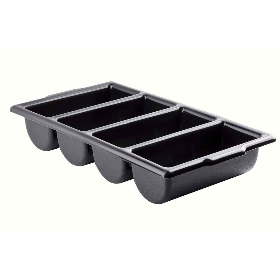 Tablecraft 1524B 4-Compartment Black Cutlery Box - ShopAtDean