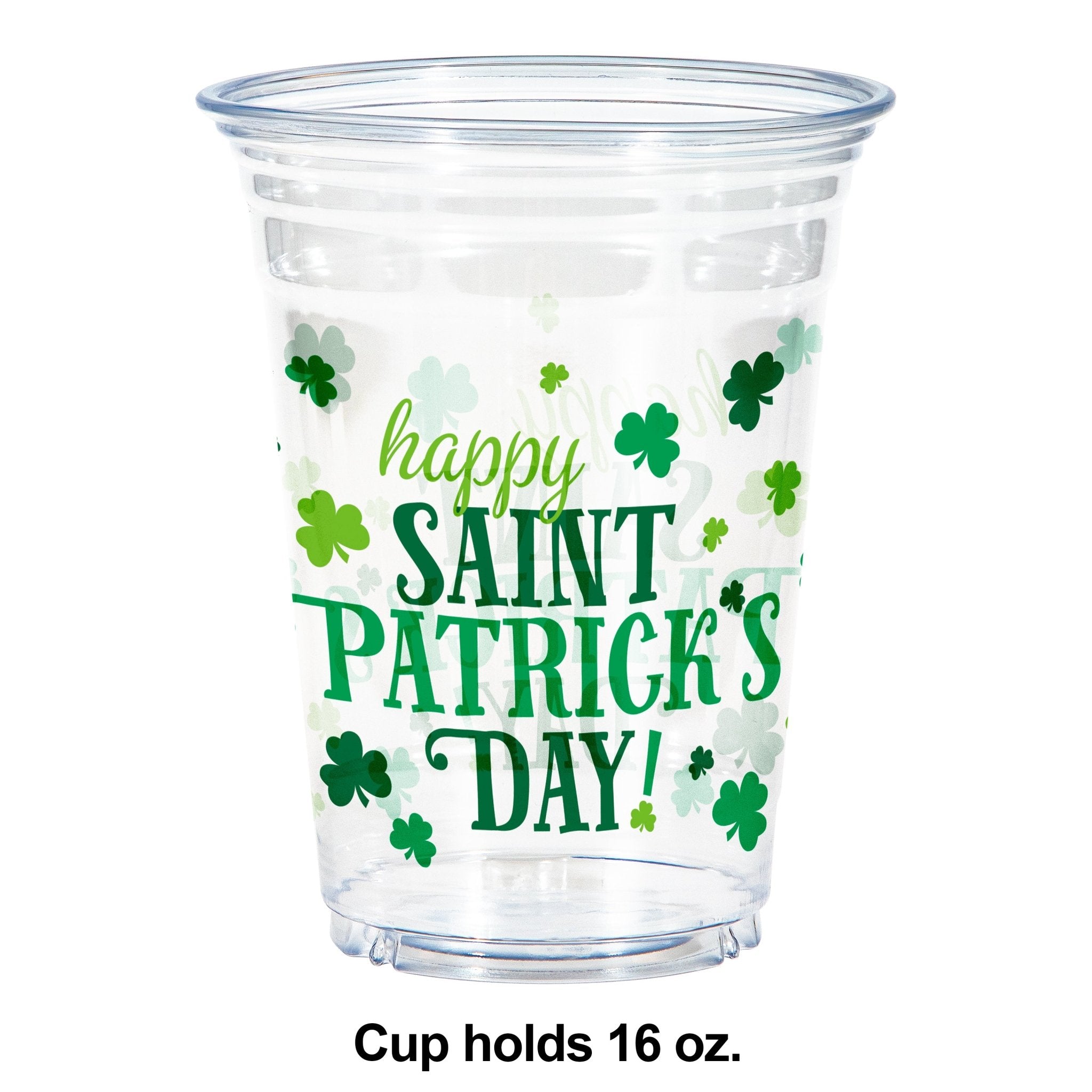 Creative Converting 16 oz Clear Happy St Patrick's Day Disposable Plas