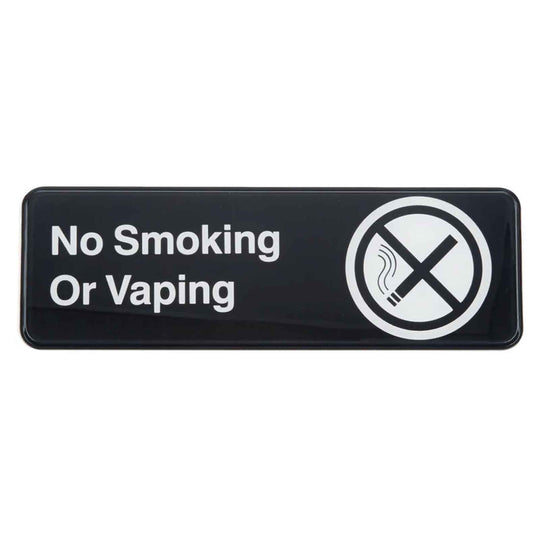 Tablecraft 394564 3"X9" "No Smoking Or Vaping" Sign